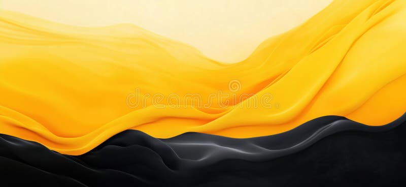 Abstract Yellow and Black Fabric Waves Creating Smooth Flowing Texture ...