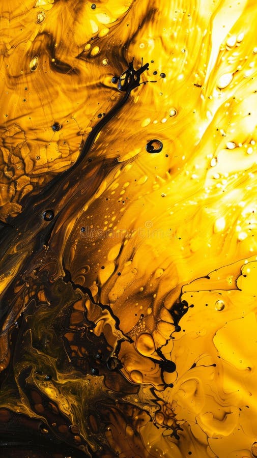 Abstract Yellow and Black Ink Patterns Stock Image - Image of liquid ...