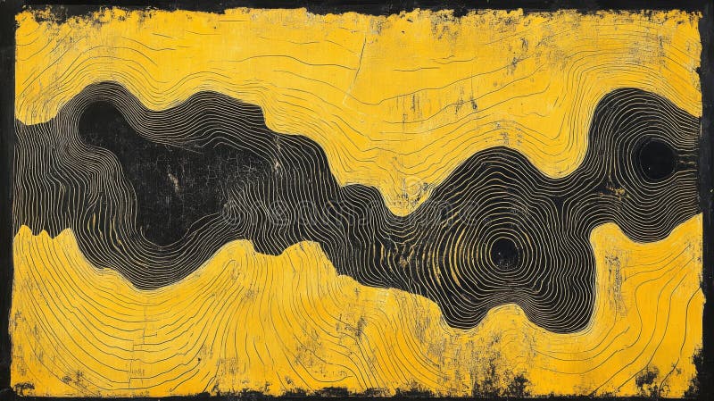 Abstract Yellow and Black Organic Texture Art Stock Illustration ...