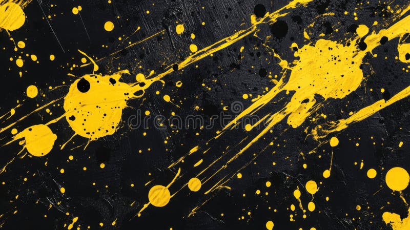 Abstract Yellow and Black Paint Splatter Texture Stock Illustration ...