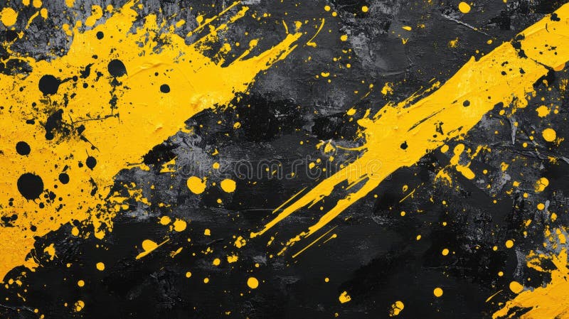 Abstract Yellow and Black Paint Splatter Texture Stock Illustration ...