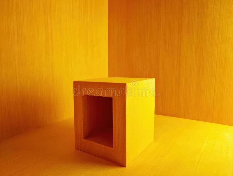 Abstract Yellow Block with an Empty Square Hole in the Center Stock ...