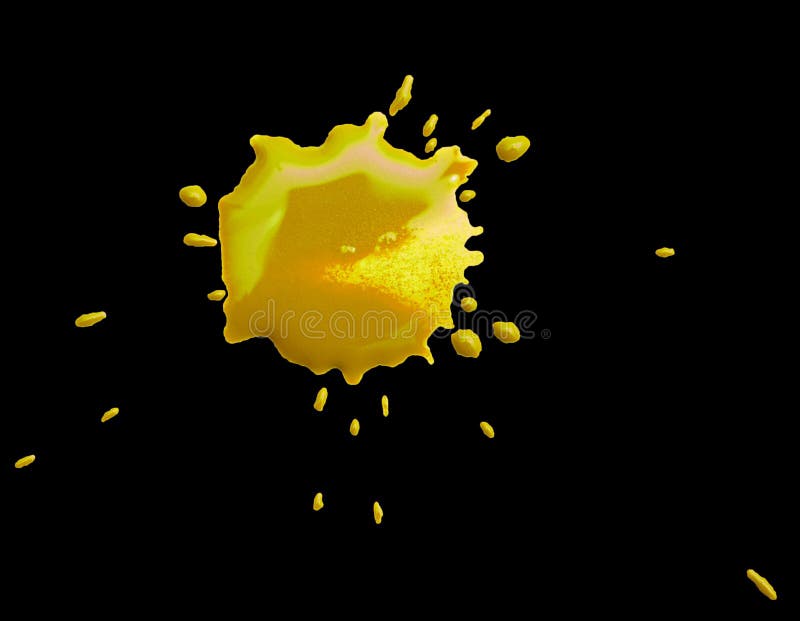 Abstract Yellow Blotch Drops on a Black Background Stock Image - Image ...