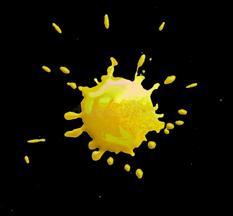 Abstract Yellow Blotch Drops on a Black Background Stock Image - Image ...