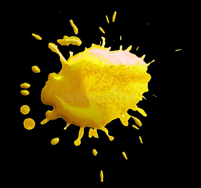 Abstract Yellow Blotch Drops on a Black Background Stock Photo - Image ...