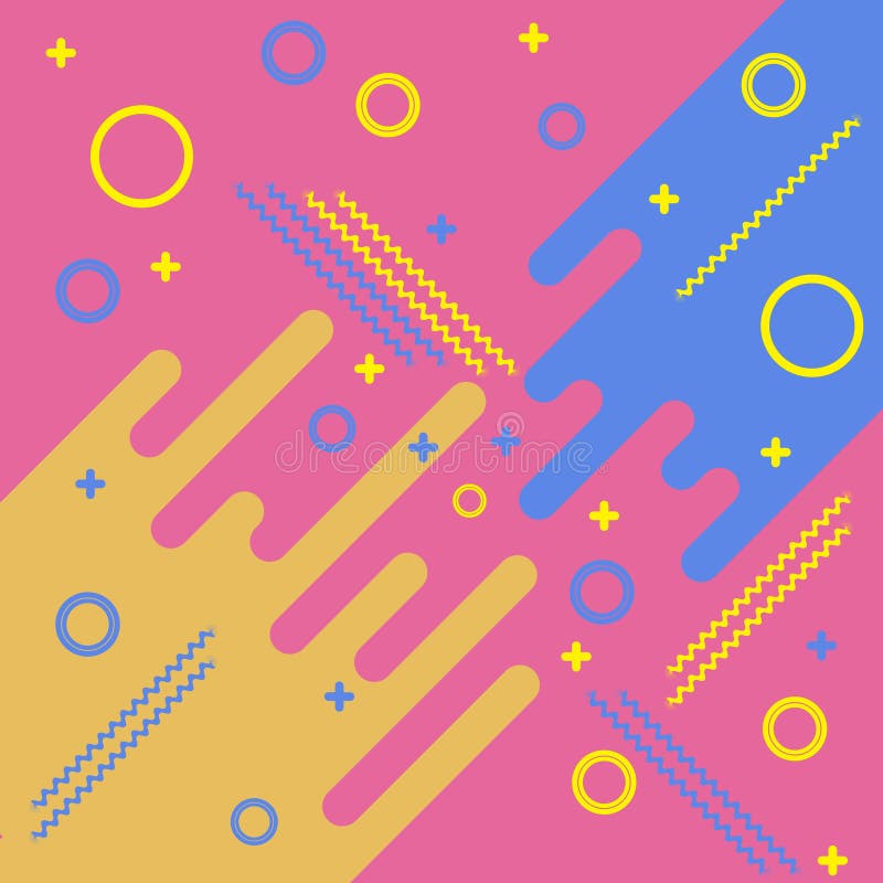 Abstract Yellow Blue Background Memphis Vector Design Stock ...