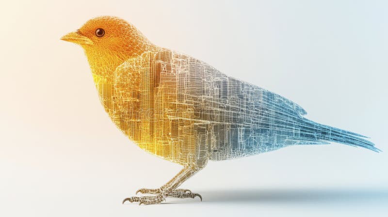 Abstract Yellow and Blue Pixel Bird Illustration Stock Illustration ...