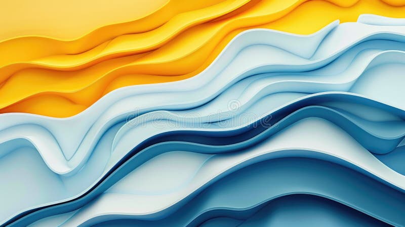 Abstract Yellow Blue Wave Effect Express and Emphasize Energetic Ripple ...