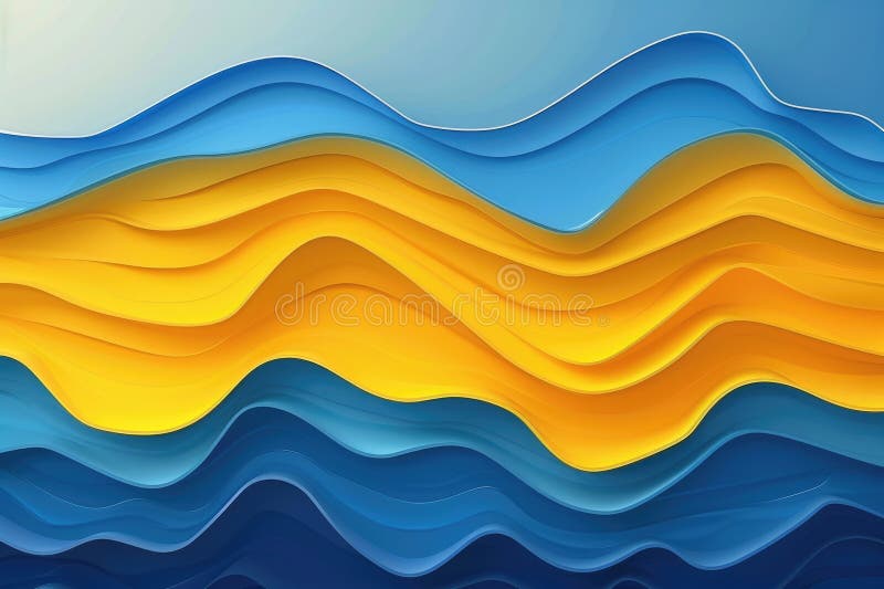 Abstract Yellow Blue Wave Effect Express and Emphasize Energetic Ripple ...