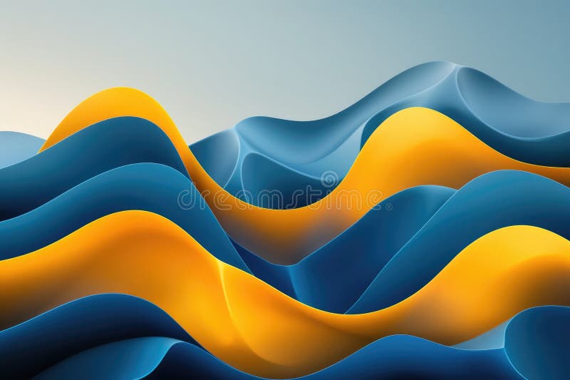 Abstract Yellow Blue Wave Effect Express and Emphasize Energetic Ripple ...