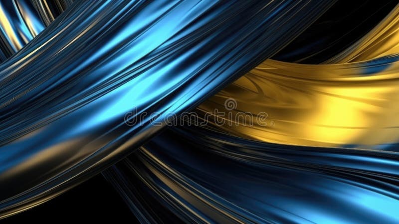 Abstract Yellow Blue Wave Effect Express and Emphasize Energetic Ripple ...