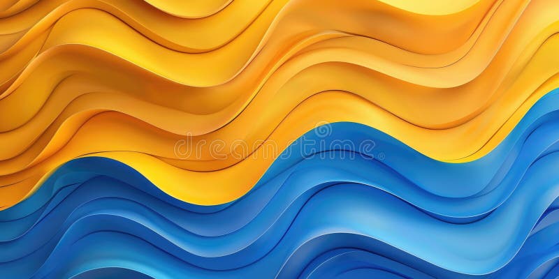 Abstract Yellow Blue Wave Effect Express and Emphasize Energetic Ripple ...