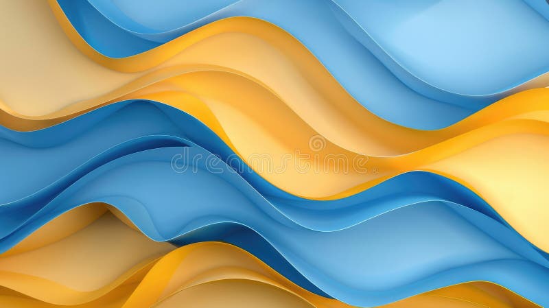 Abstract Yellow Blue Wave Effect Express and Emphasize Energetic Ripple ...