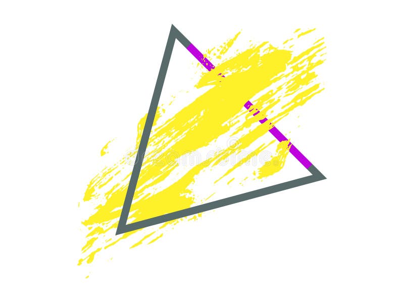 Abstract Yellow Brush Stroke with Geometric Triangle Frame. Modern Art ...