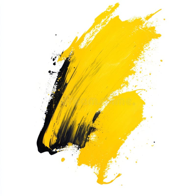 Abstract Yellow Brush Strokes on White Background Stock Illustration ...