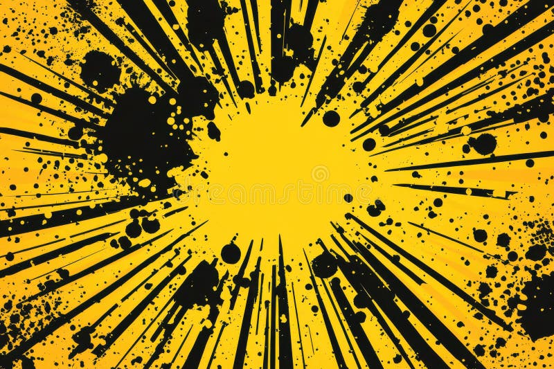 Abstract Yellow Comic Book Style Background with Halftone Dots and Rays ...