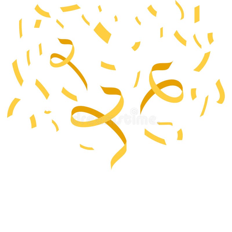Abstract Yellow Confetti Ribbon Party Decorations Stock Vector ...