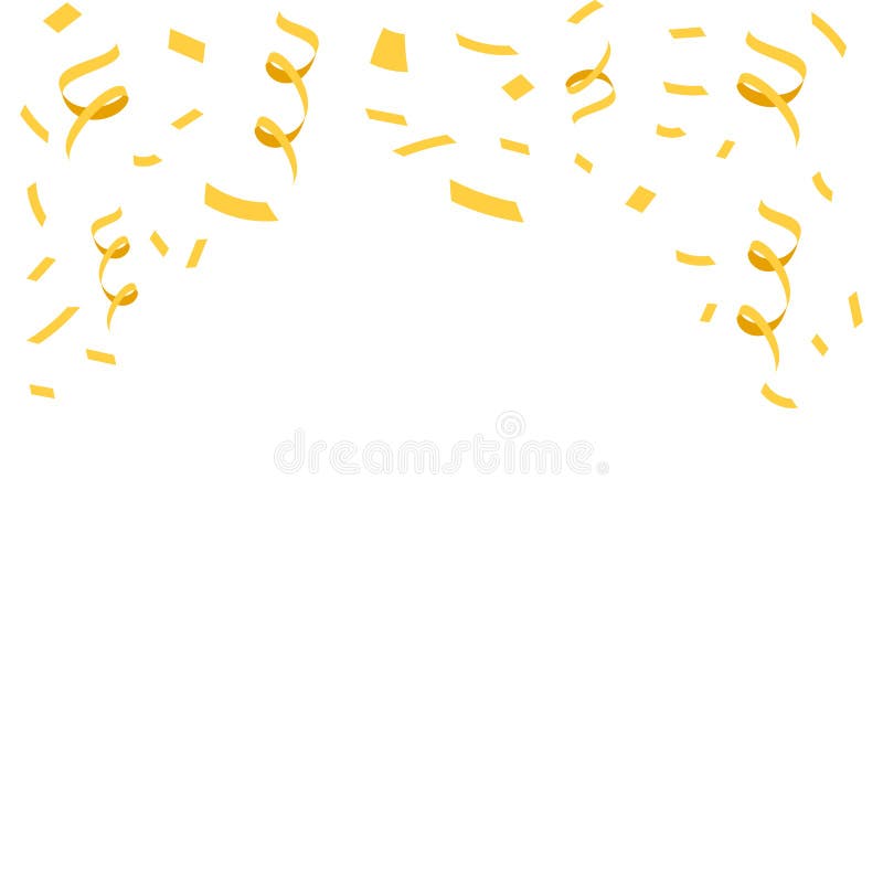 Abstract Yellow Confetti Ribbon Party Decorations Stock Vector ...