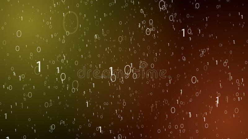 Abstract Yellow And Coral Orange Background Of Moving Binary Code Numbers Looped Animation