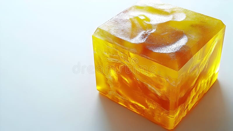 Abstract Yellow Cube with Swirling Pattern Illustration Stock ...