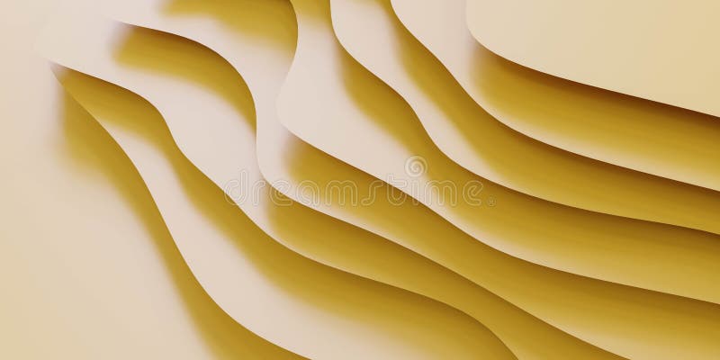 Abstract Yellow Curve Shaped Randomized 3d Render Illustration Stock ...