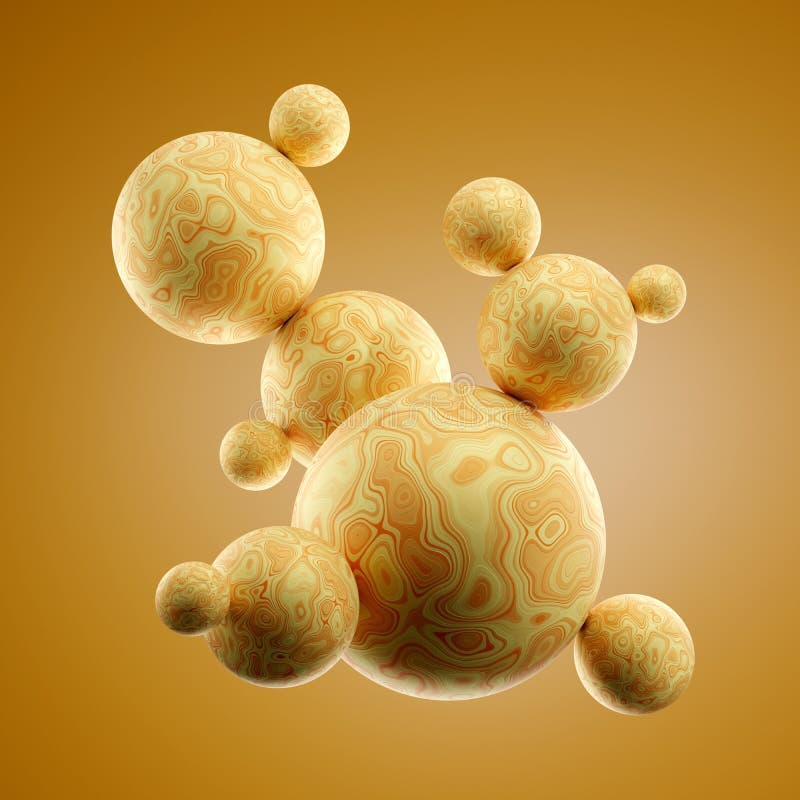 Abstract Yellow 3D Spheres, Marbles, Orbs or Planets - 3D Illustration ...