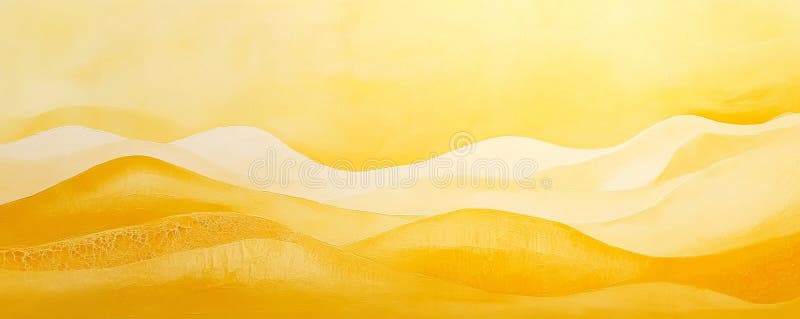 Abstract Yellow Desert Landscape Painting with Rolling Hills Stock ...