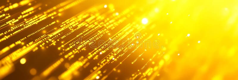 Abstract Yellow Digital Binary Data Stream on Computer Screen Technology Background Banner Stock ...