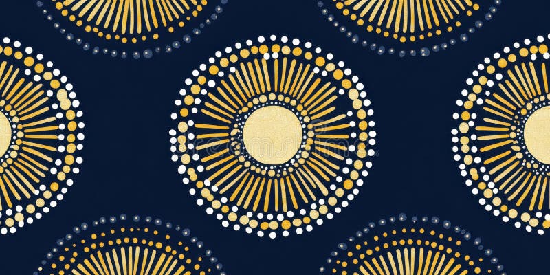 Abstract Yellow Dotted Concentric Circle Pattern on Blue Stock Photo ...