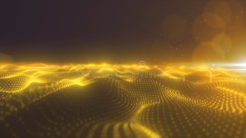 The Abstract Yellow Energy Surface with Magic Waves of Particles Stock ...