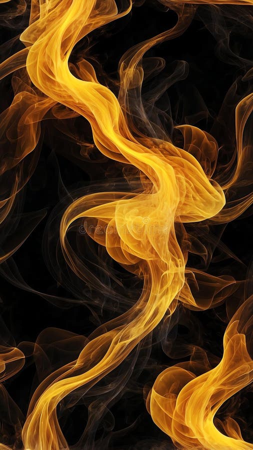 Abstract Yellow Fire Design in Black Ai Generated Stock Illustration ...