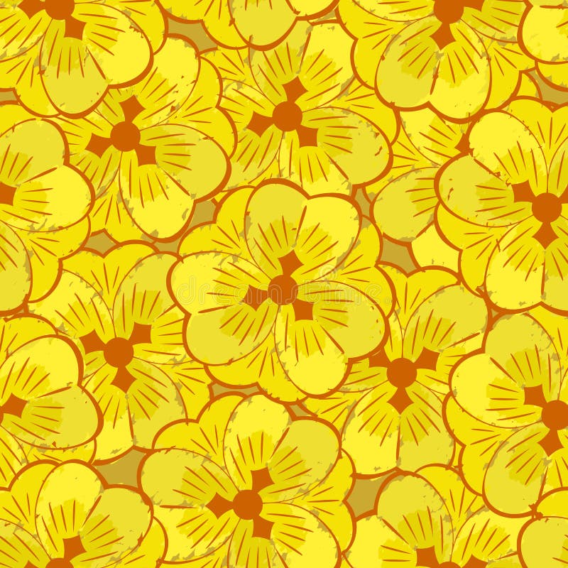 Abstract Yellow Flowers Seamless Pattern Stock Vector - Illustration of ...
