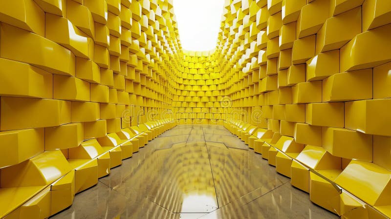 Abstract Yellow Geometric Pattern in a Three-dimensional Space. Yellow ...