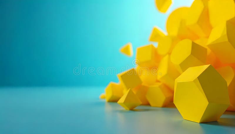 Abstract Yellow Geometric Shapes on Blue Background Stock Illustration ...