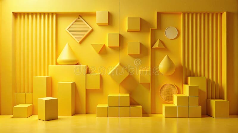 Abstract Yellow Geometric Composition Background Stock Illustrations ...