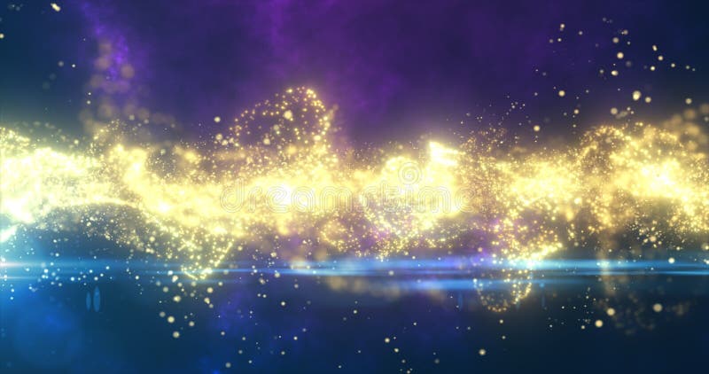 Abstract Yellow Glowing Flying Waves of Energy Particles Futuristic ...
