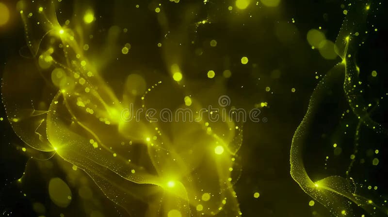 Abstract Yellow Glowing Particle Wave Background - Fluid Energy Concept ...