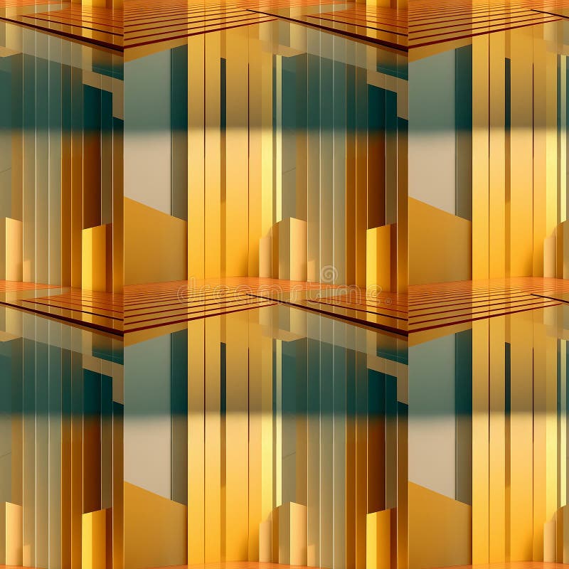 Abstract Yellow and Green Building Seamless Stock Illustration ...