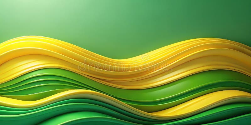 Abstract Yellow and Green Wavy Lines Background Design. Generative AI ...