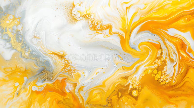 Abstract Yellow, Grey and White Fluid Art Background Stock Image ...