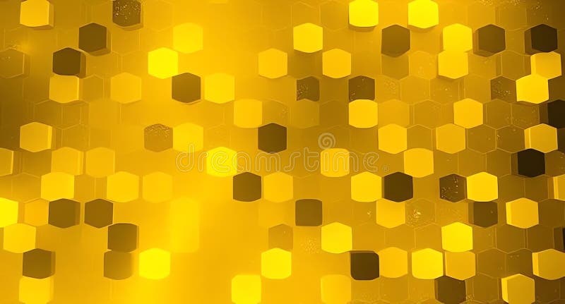 Abstract Yellow Hexagon Pattern Background with Light and Shadow ...