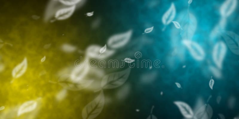 Abstract Yellow and Light Blue Background with Flying Leaves Stock ...