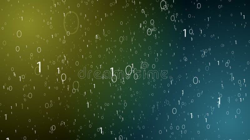Abstract Yellow and Light Blue Background of Moving Binary Code Numbers ...