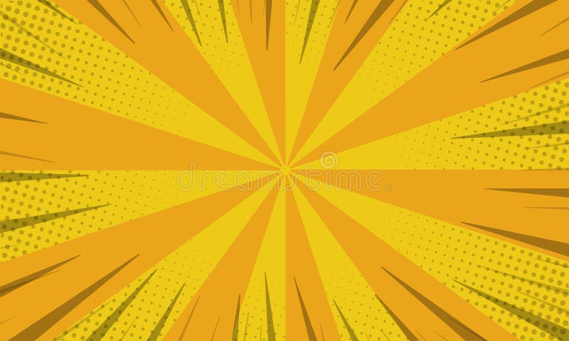 Yellow Light Rays Background Retro Comic Style Halftone Pop Art Stock ...