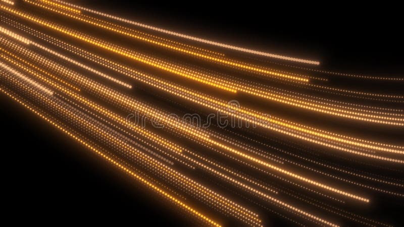 Abstract Yellow Lines from Dots on a Black Background. Internet Data ...