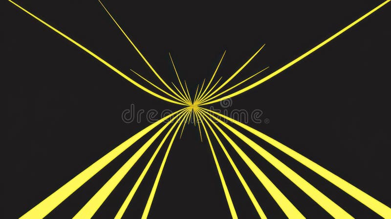 Abstract Yellow Lines Radiating from Center on Black Background Stock ...