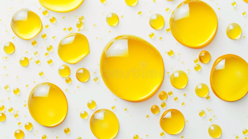 Abstract Yellow Liquid Droplets on White Surface Stock Photo - Image of ...