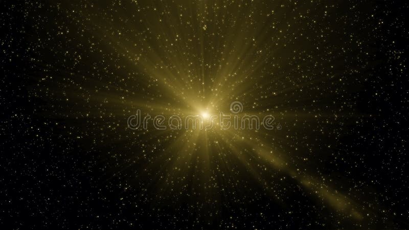 Abstract Yellow Lonely Star in Outer Space. Motion. Glowing Bright ...