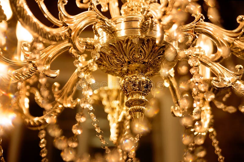 Abstract Yellow Luxury Crystal Chandelier. Vintage Stock Photo - Image ...