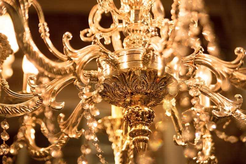 Abstract Yellow Luxury Crystal Chandelier. Vintage Stock Photo - Image ...